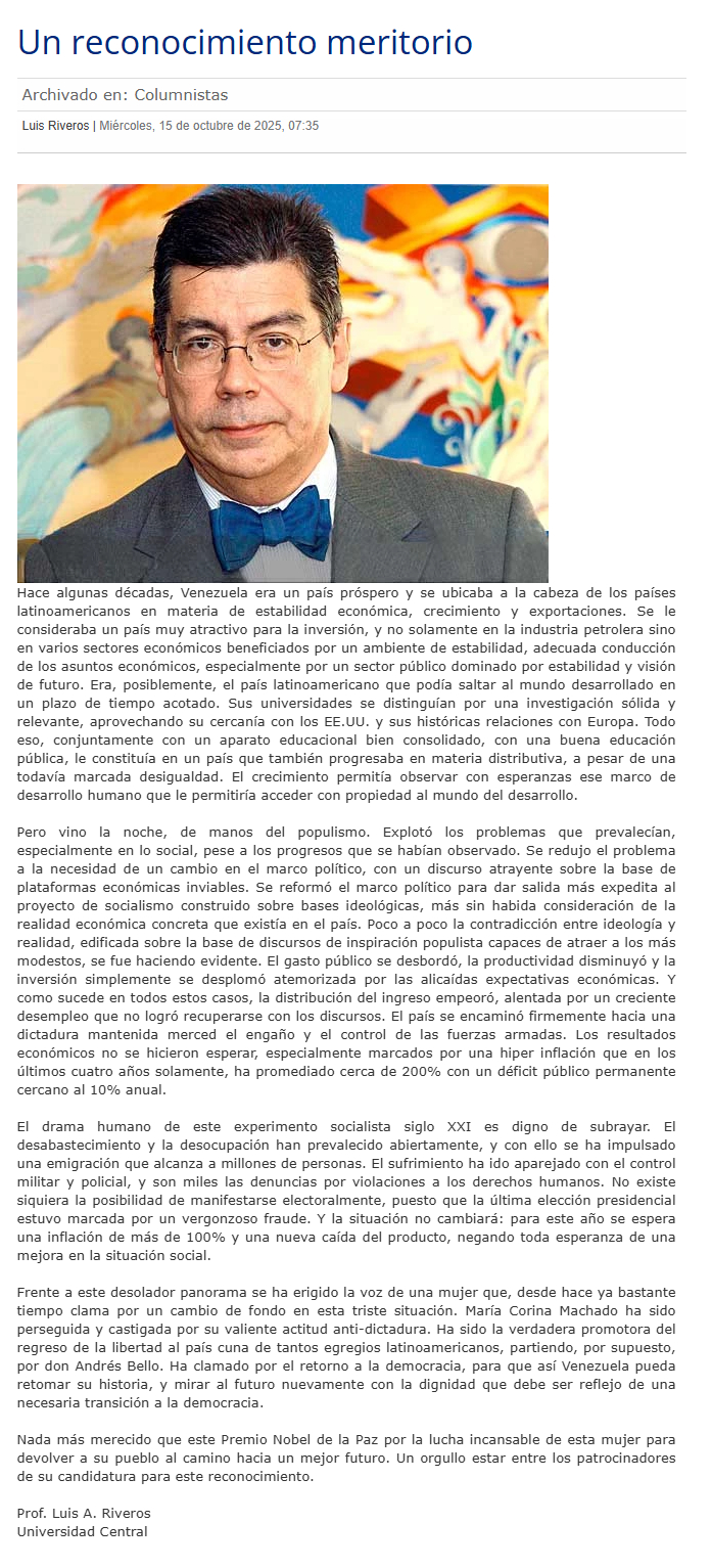 Opinión: Un reconocimiento meritorio | Update News