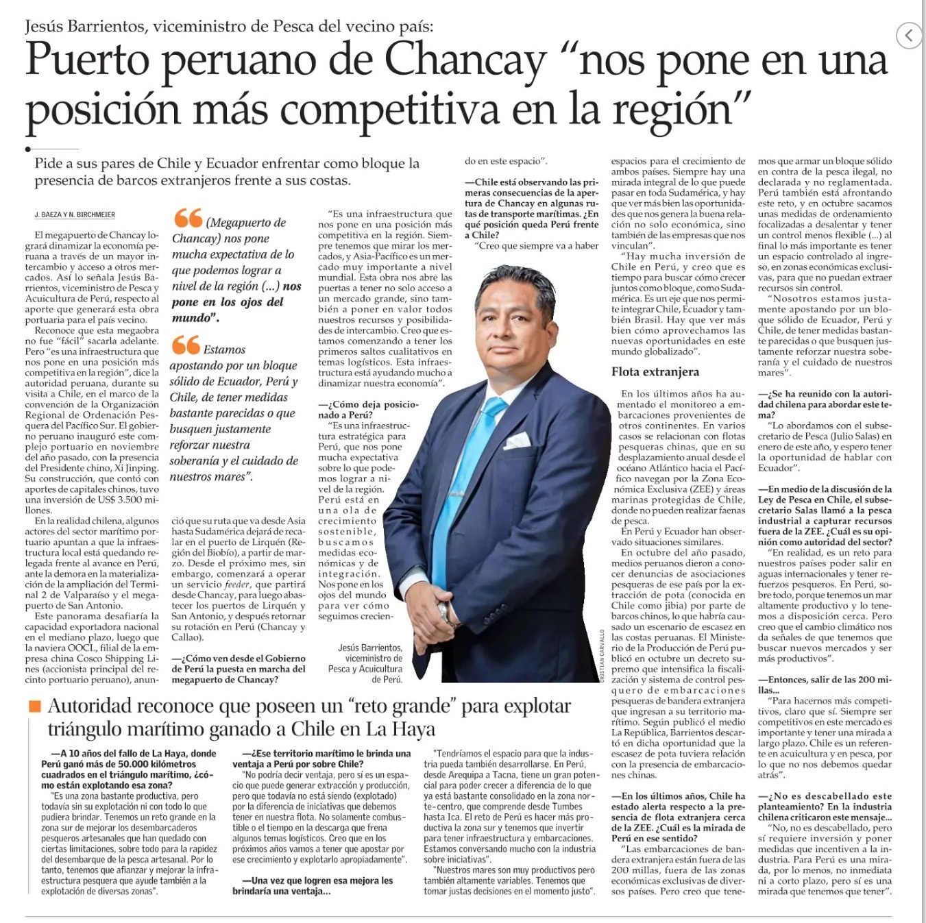 Puerto peruano de Chancay “nos pone en una posición más competitiva en ...