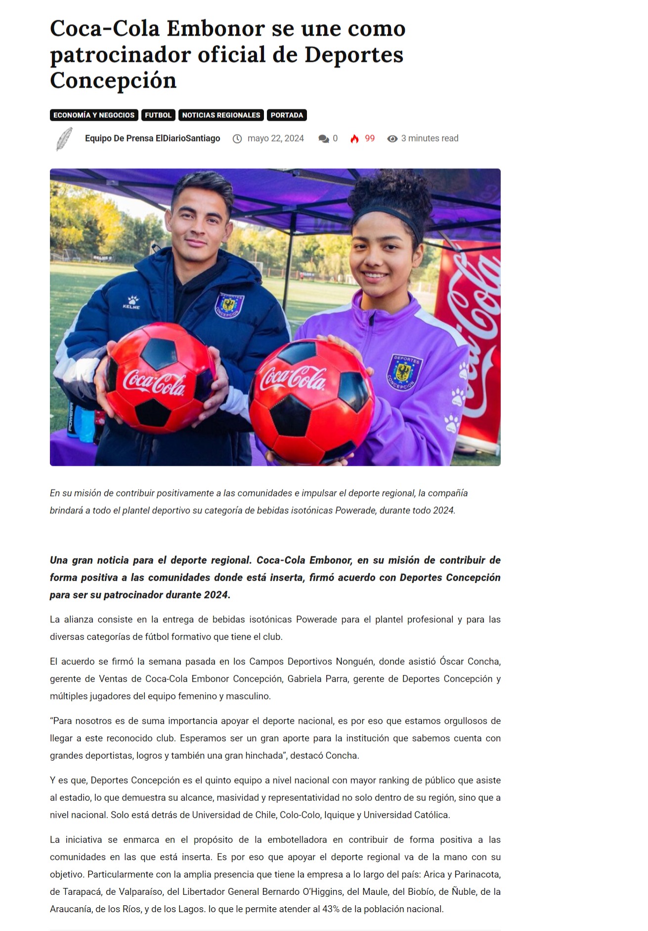 Coca - Cola Embonor se une como patrocinador oficial de Deportes ...