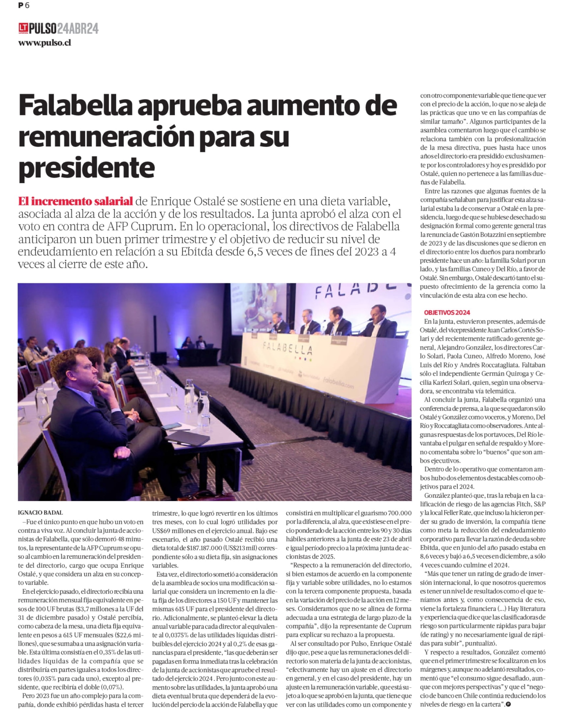 Falabella aprueba aumento de remuneración para su presidente | Update News