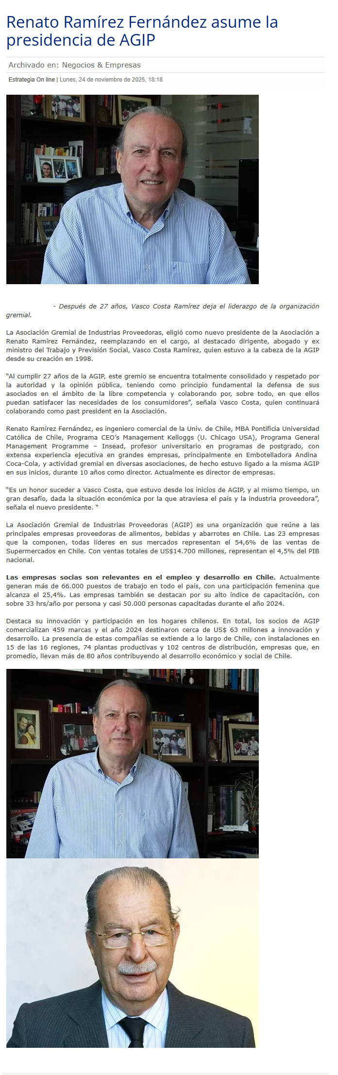 Renato Ramírez Fernández asume la presidencia de AGIP | Update News