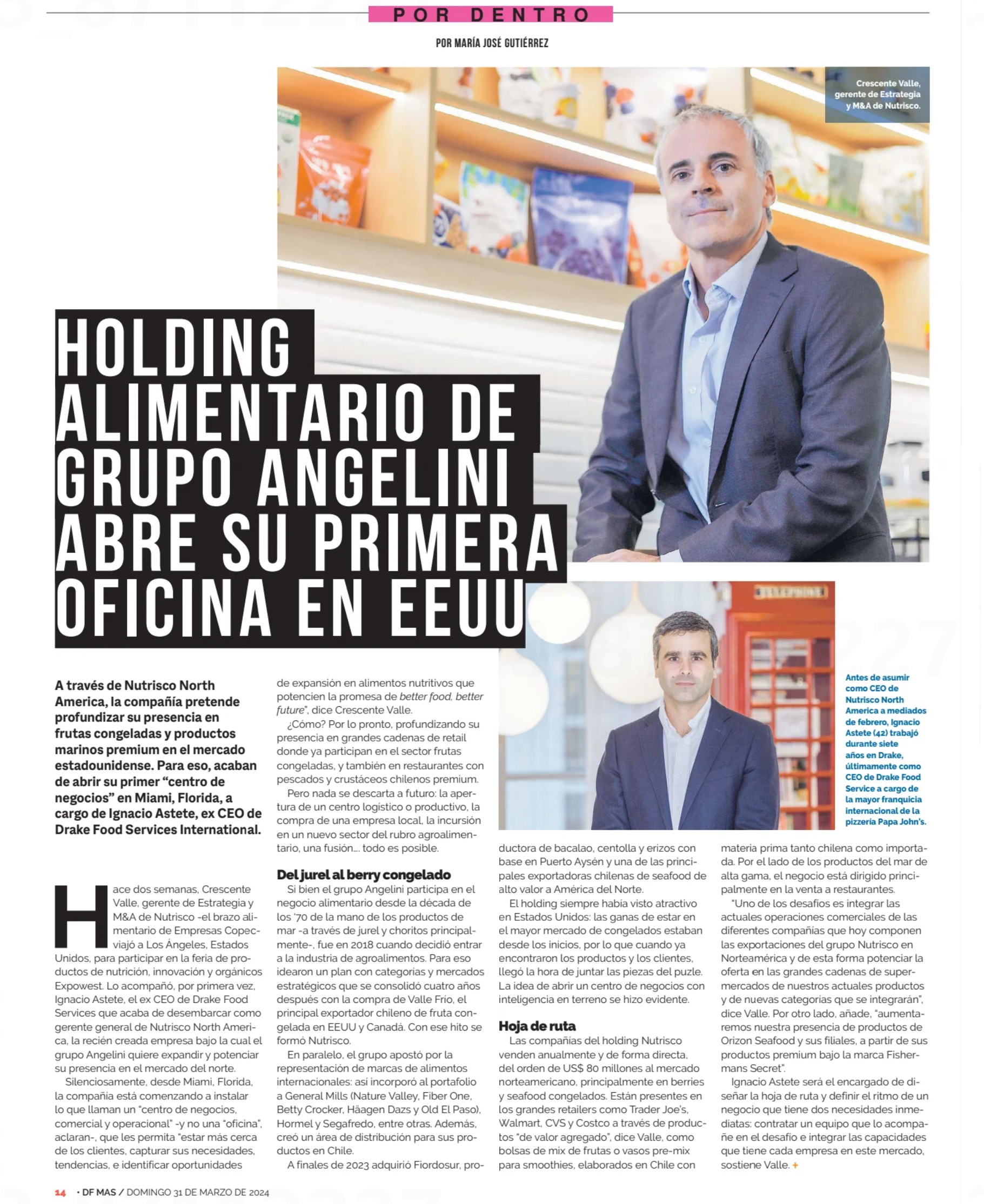 Holding alimentario de grupo Angelini abre su primera oficina en EEUU ...